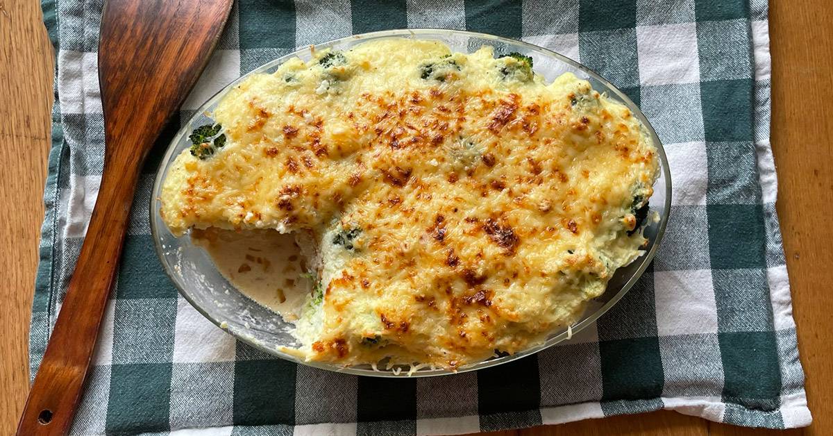 Broccoli gratin met gehakt en kaassaus