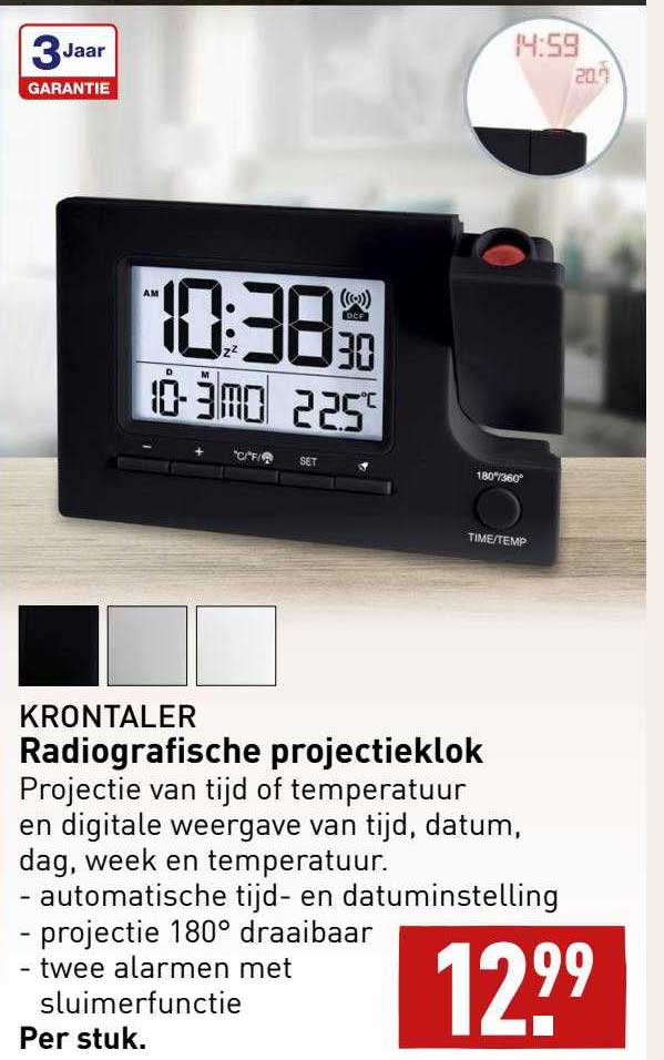 Krontaler Radiografische Projectieklok Aanbieding bij ALDI - 1Folders.nl