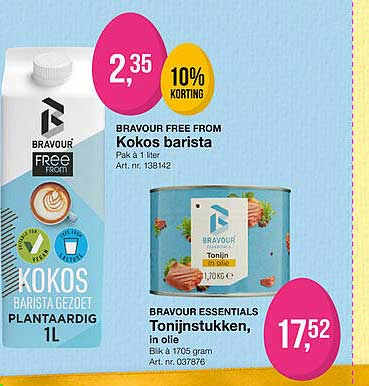 Bravour Free From Kokos Barista Of Bravour Essentials Tonijnstukken, In ...