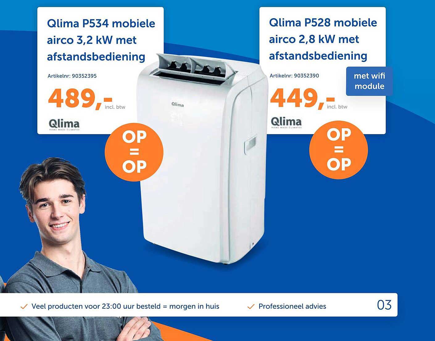 Qlima P534 Mobiele Airco 3,2 Kw Met Afstandsbediening Of Qlima P528 Mobiele Airco 2,8 Kw Met ...