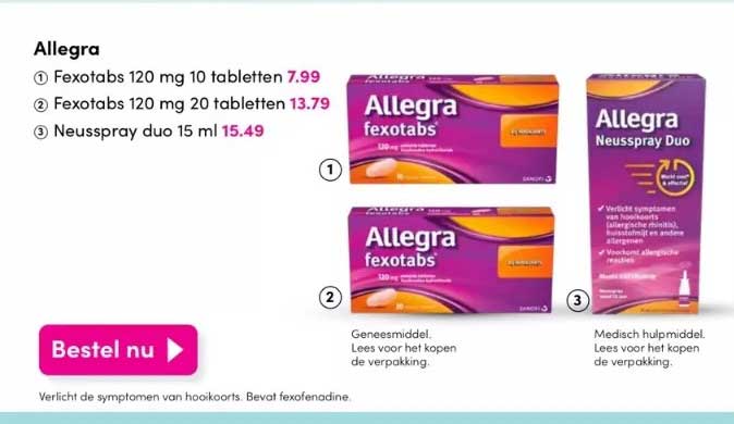 Allegra Fexotabs 120 Mg 10 Tabletten, Fexotabs 120 Mg 20 Tabletten Of ...