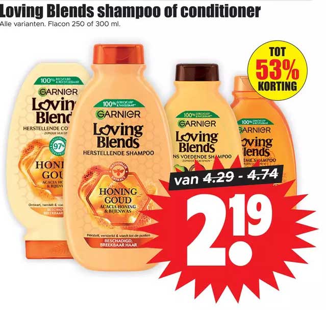 Garnier Loving Blends Shampoo Of Conditioner Aanbieding bij Dirk ...