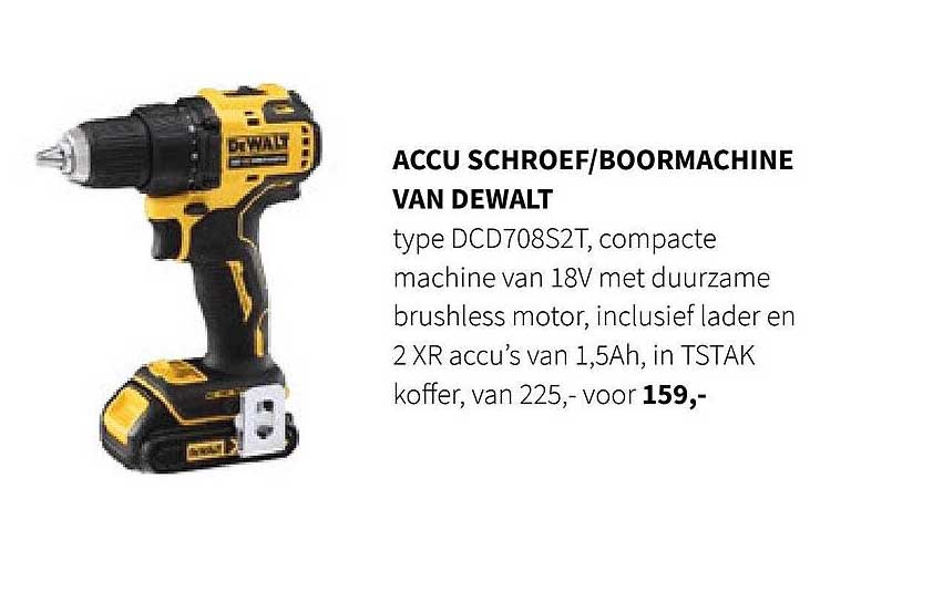 Accu Schroef-Boormachine Van Dewalt Aanbieding bij Nijhof - 1Folders.nl