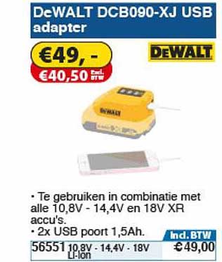 DeWalt DCB090-XJ USB Adapter Aanbieding bij Toolstation - 1Folders.nl