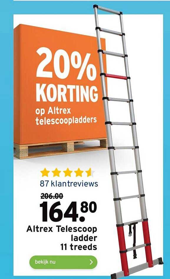 Altrex Telescoop Ladder 11 Treeds 20% Korting Aanbieding bij GAMMA ...