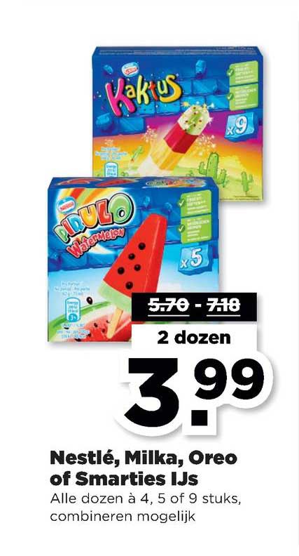 Nestlé, Milka, Oreo Of Smarties Ijs Aanbieding bij PLUS - 1Folders.nl