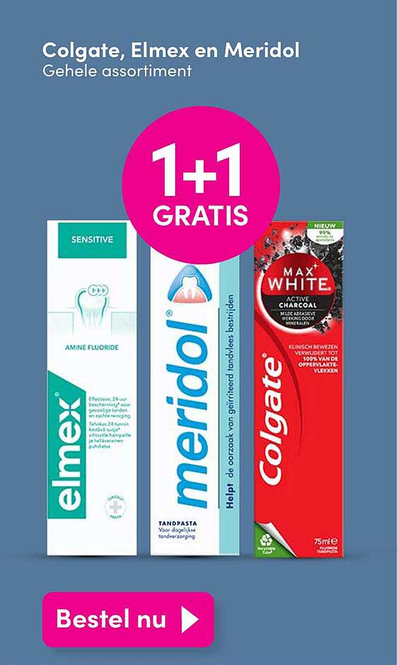 Colgate, Elmex En Meridol 1+1 Gratis Aanbieding bij DA - 1Folders.nl