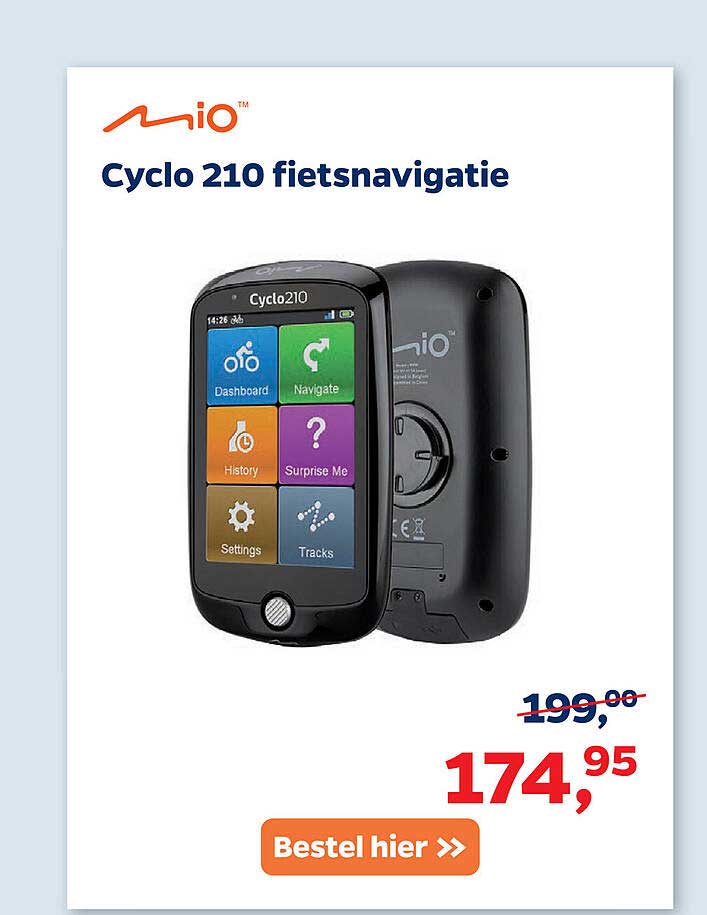 Mio Cyclo 210 Fietsnavigatie Aanbieding bij Bike Totaal - 1Folders.nl