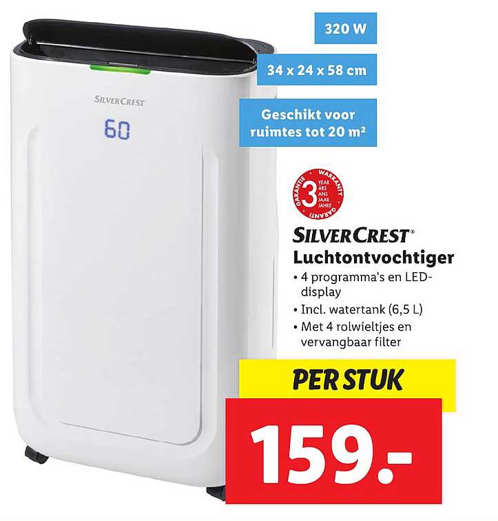SilverCrest Luchtontvochtiger Aanbieding bij Lidl - 1Folders.nl
