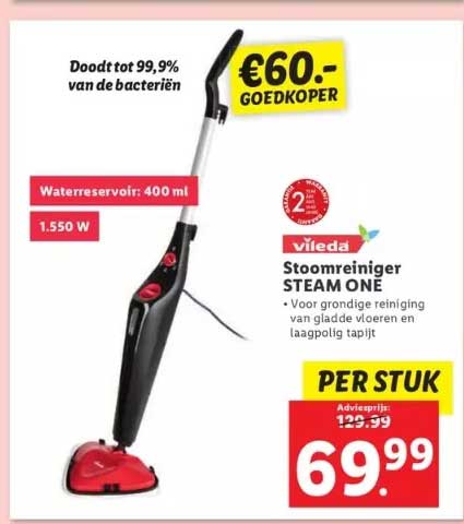 Vileda Stoomreiniger Steam One Aanbieding bij Lidl - 1Folders.nl