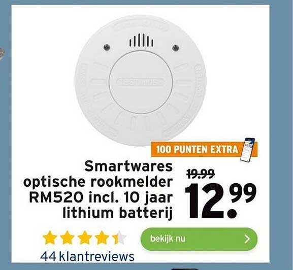 Smartwares Optische Rookmelder RM520 Incl. 10 Jaar Lithium Batterij ...