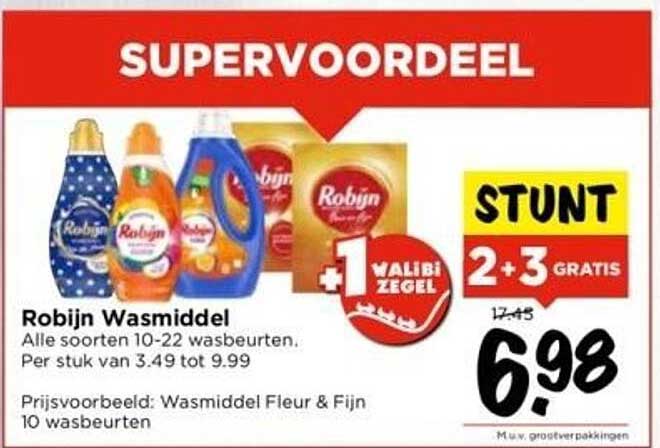 Robijn Wasmiddel 2+3 Gratis Aanbieding bij Vomar - 1Folders.nl