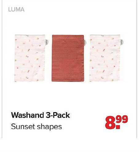 Luma Washand 3-Pack Sunset Shapes Aanbieding bij Baby-Dump - 1Folders.nl