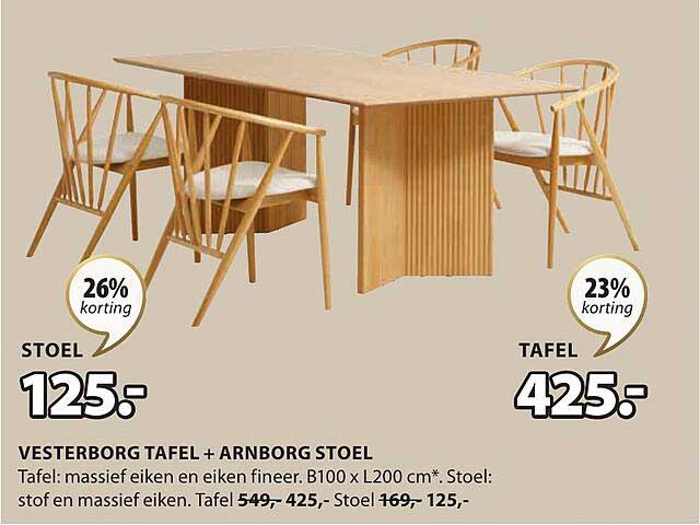Vesterborg Tafel + Arnborg Stoel Aanbieding bij Jysk - 1Folders.nl