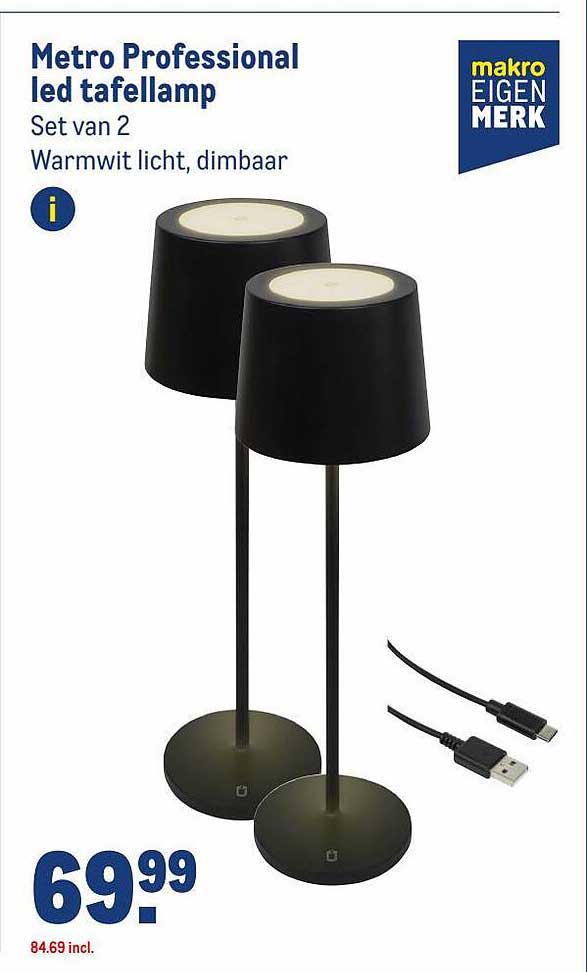 Metro Professional Led Tafellamp Aanbieding bij Makro - 1Folders.nl