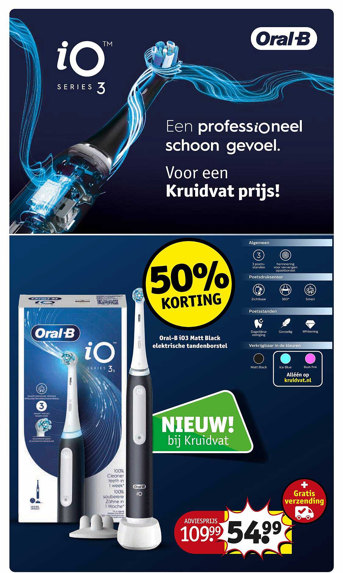 Oral-B IO3 Matt Black Elektrische Tandenborstel Aanbieding bij Kruidvat ...