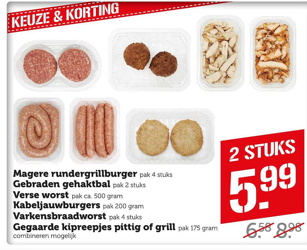 Magere Rundergrillburger, Gebraden Gehaktbal, Verse Worst ...