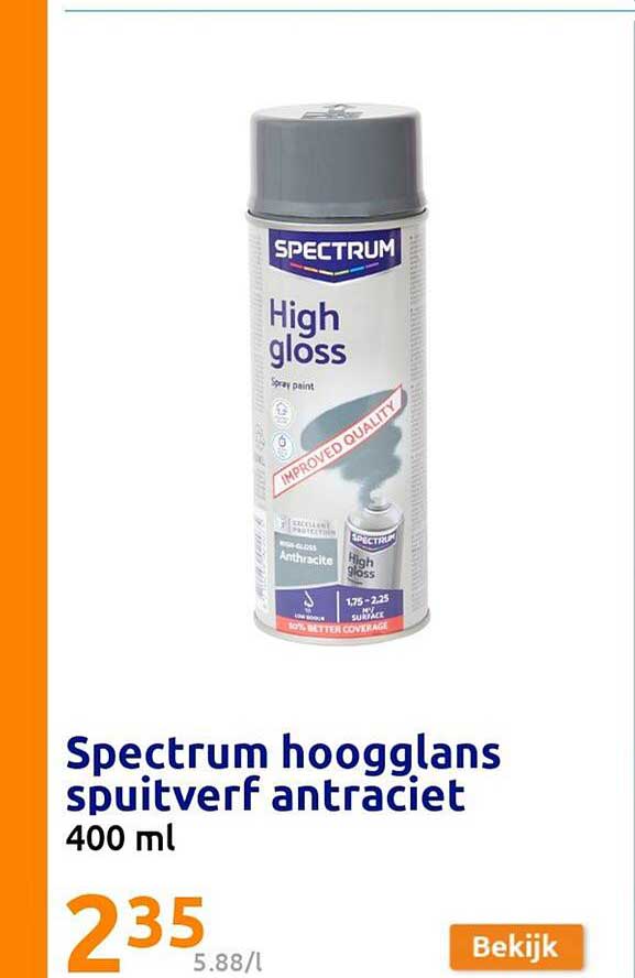 Spectrum Hoogglans Spuitverf Antraciet Aanbieding bij Action - 1Folders.nl