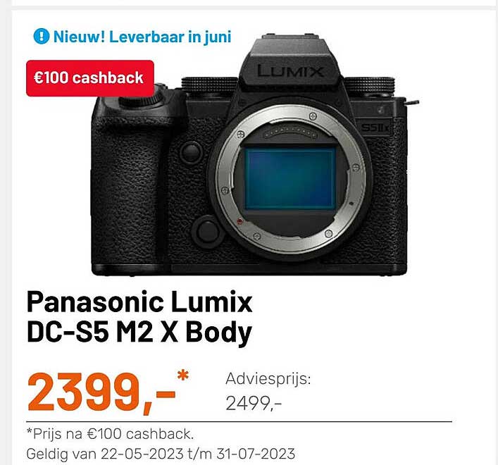 Panasonic Lumix DC-S5 M2 X Body Aanbieding bij Kamera Express - 1Folders.nl