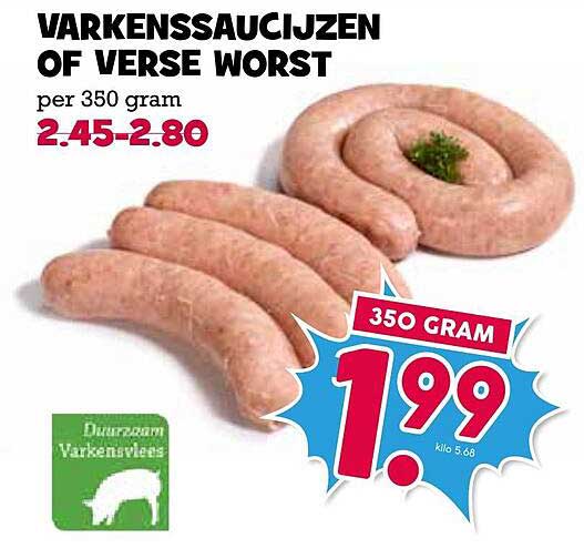Varkenssaucijzen Of Verse Worst Aanbieding bij Boon's Markt - 1Folders.nl