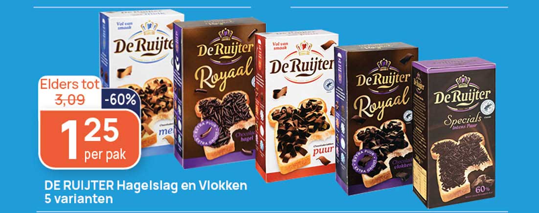 De Ruijter Hagelslag En Vlokken 5 Varianten Aanbieding bij Butlon ...