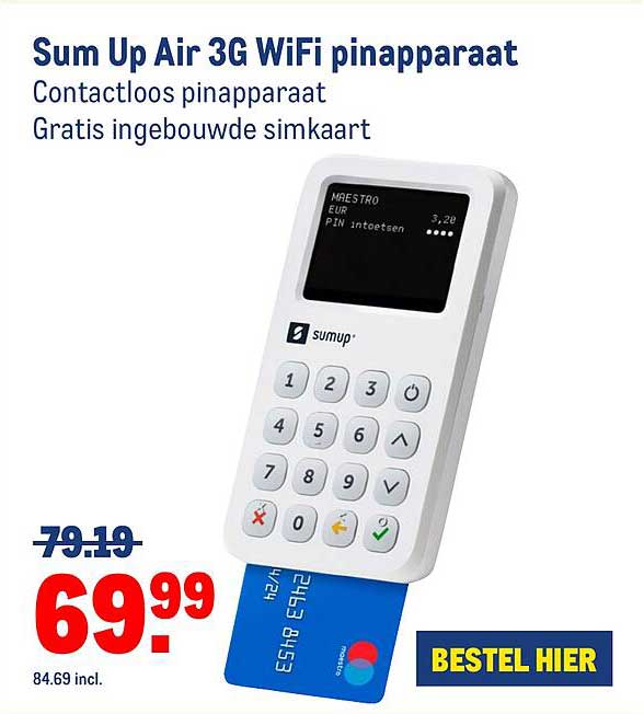 Sum Up Air 3G Wifi Pinapparaat Aanbieding bij Makro - 1Folders.nl