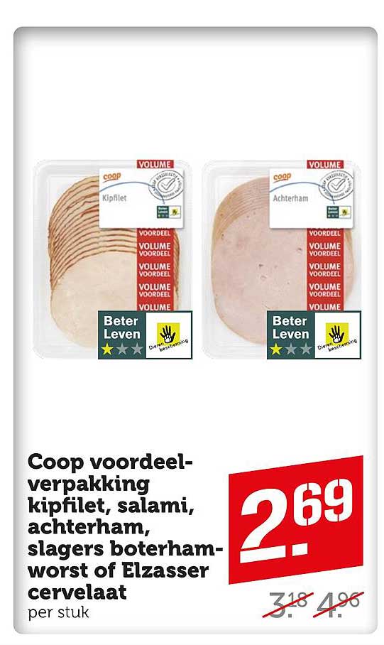 Coop Voordeelverpakking Kipfilet, Salami, Achterham, Slagers ...