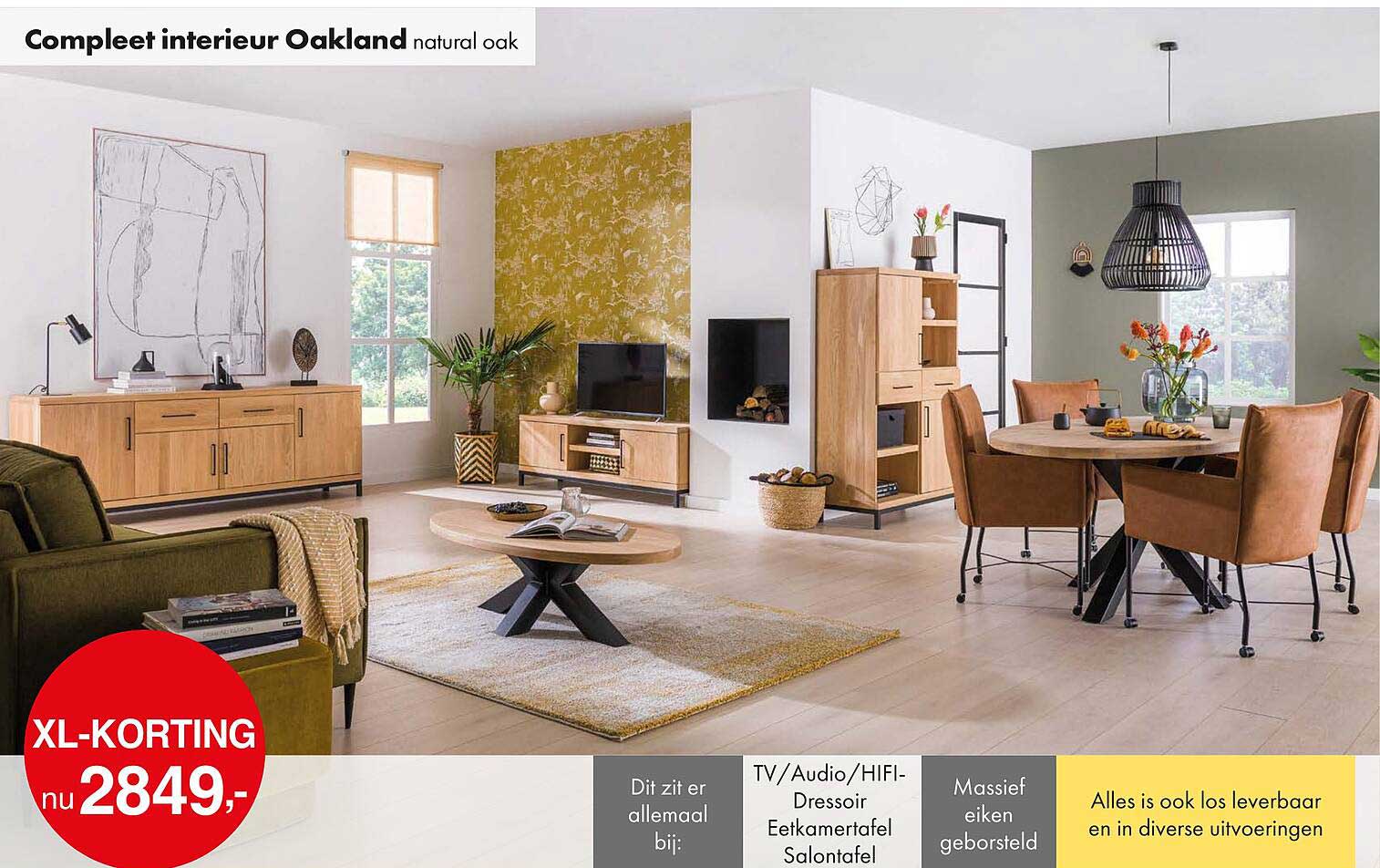 Compleet Interieur Oakland Natural Oak TV-Audio-Hifi-Dressoir ...