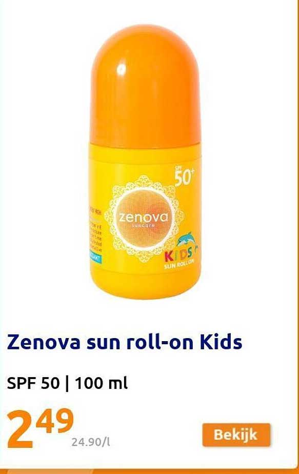 Zenova Sun Roll-On Kids Aanbieding bij Action - 1Folders.nl