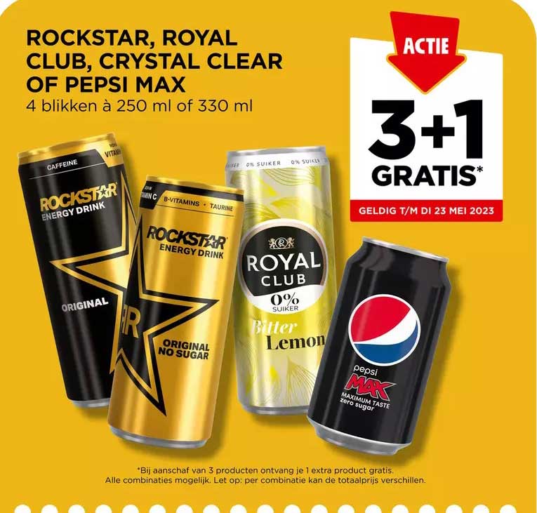 Rockstar, Royal Club, Crystal Clear Of Pepsi Max Aanbieding bij Jumbo ...
