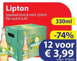 Lipton Sparked Lime & Mint 330ml Aanbieding bij Die Grenze - 1Folders.nl