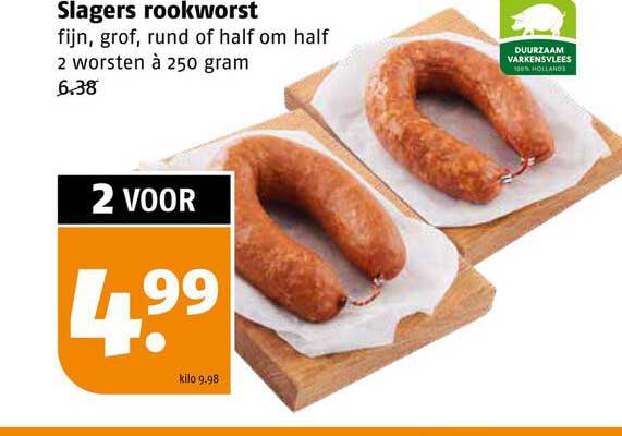 Slagers Rookworst Aanbieding bij Poiesz - 1Folders.nl