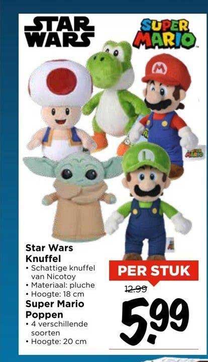 Star Wars Knuffel Of Super Mario Poppen Aanbieding bij Vomar - 1Folders.nl