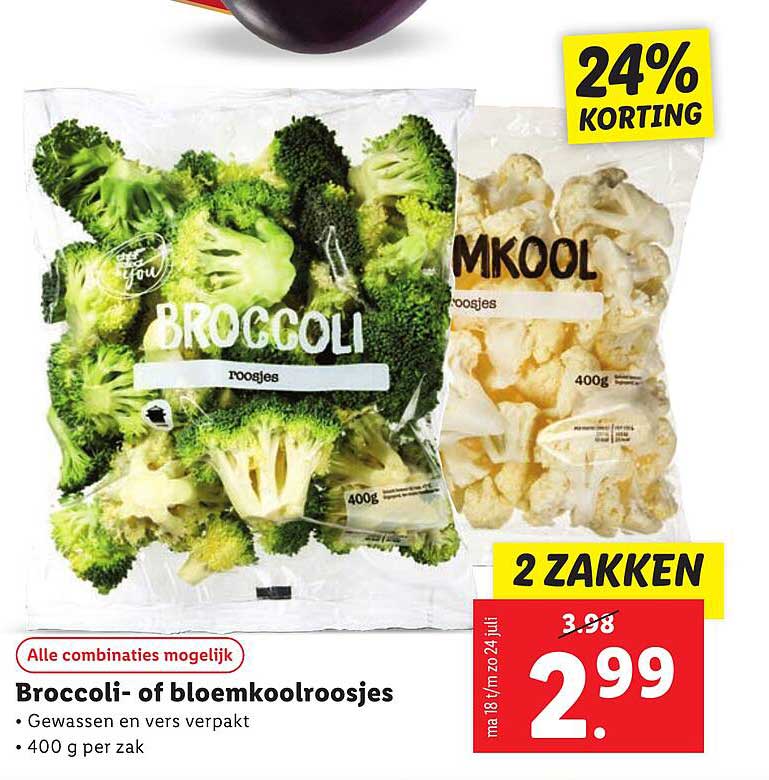Broccoli- Of Bloemkoolroosjes 24% Korting Aanbieding bij Lidl - 1Folders.nl