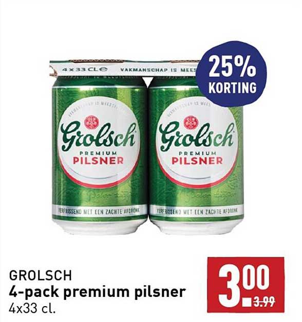 Grolsch 4-Pack Premium Pilsner Aanbieding bij ALDI - 1Folders.nl