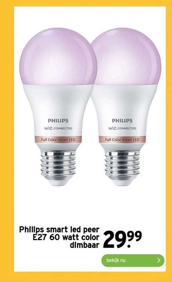 Philips Smart Led Peer E27 60 Watt Color Dimbaar Aanbieding bij GAMMA ...