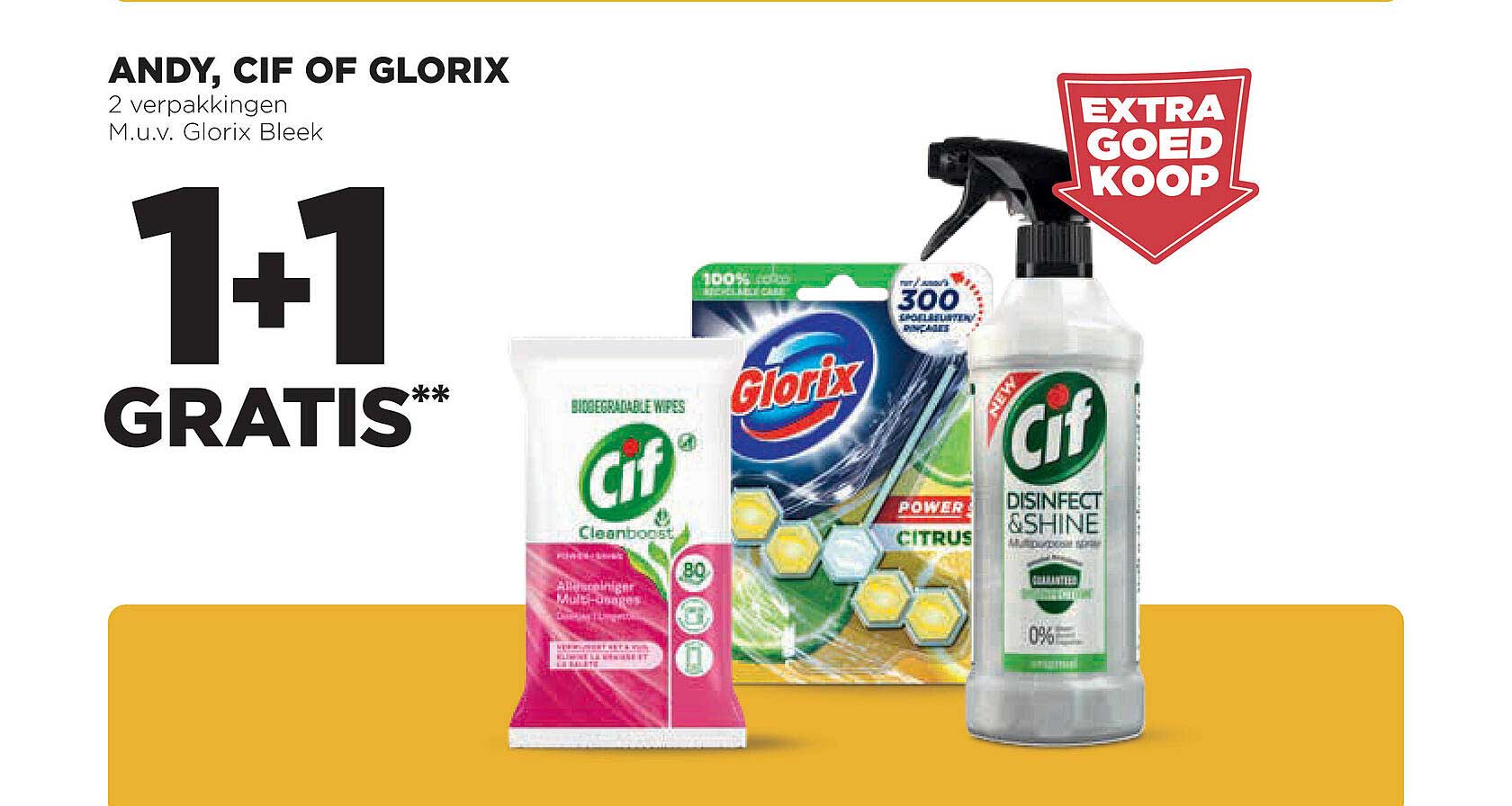Andy, Cif Of Glorix 1+1 Gratis Aanbieding bij Jumbo - 1Folders.nl