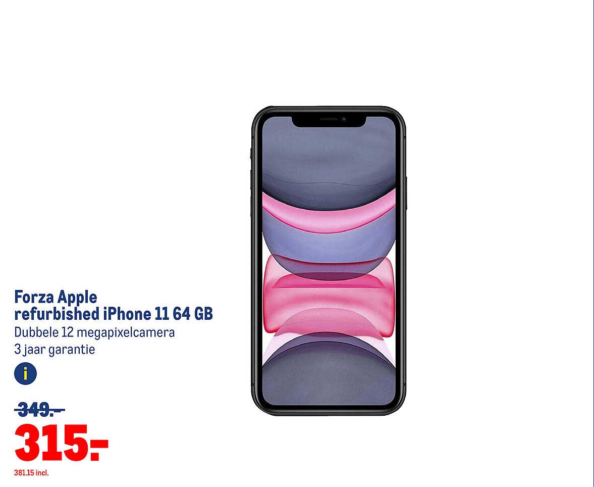 Forza Apple Refurbished IPhone 11 64 GB Aanbieding bij Makro - 1Folders.nl