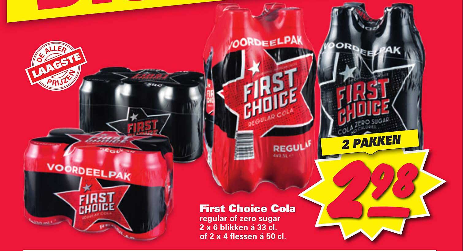 First Choice Cola Regular Of Zero Sugar Aanbieding bij Nettorama ...