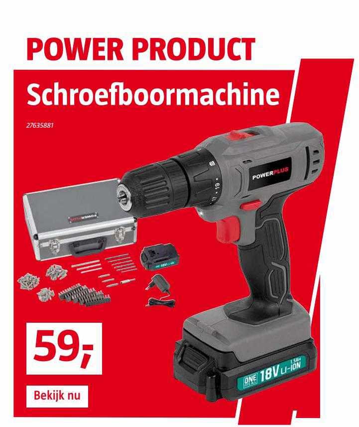 Powerplus Schroefboormachine Aanbieding bij BAUHAUS - 1Folders.nl