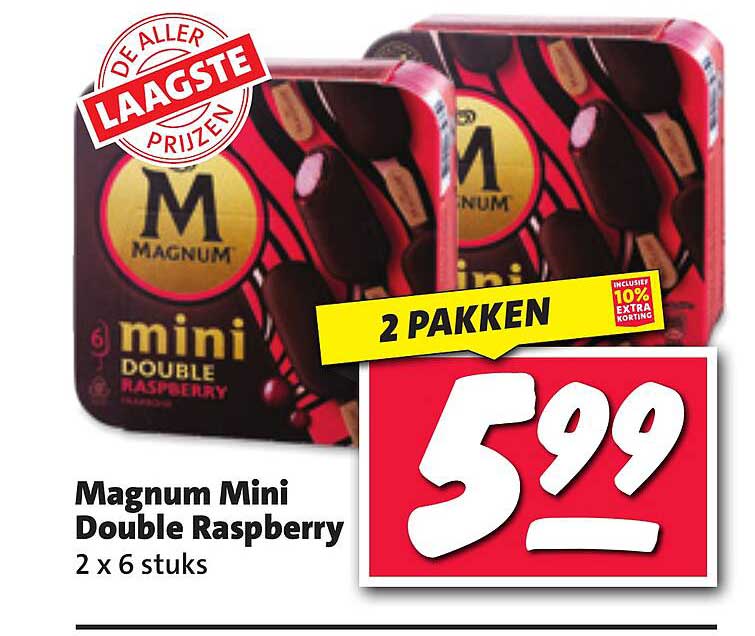 Magnum Mini Double Raspberry Aanbieding bij Nettorama - 1Folders.nl