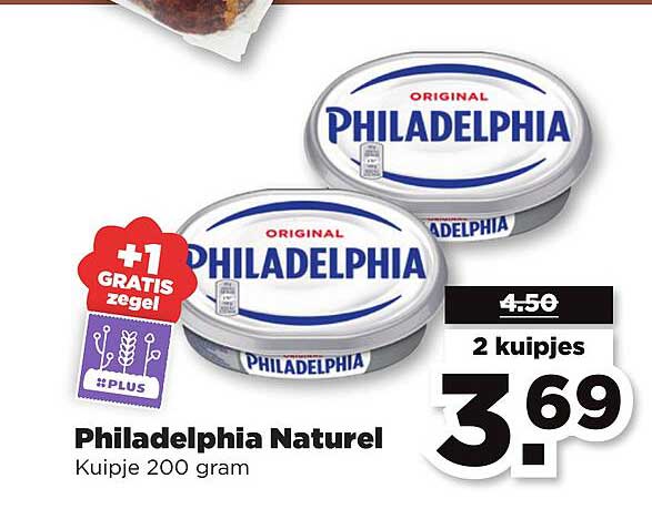 Philadelphia Naturel Aanbieding bij PLUS - 1Folders.nl