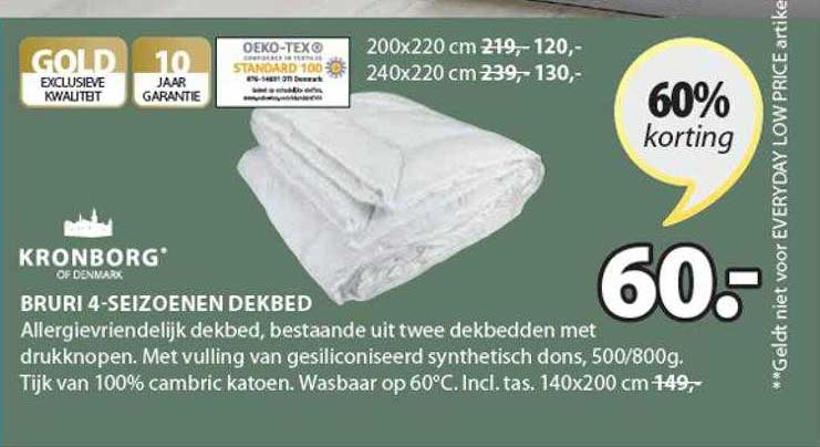 Bruri 4-Seizoenen Dekbed 60% Korting Aanbieding bij Jysk - 1Folders.nl
