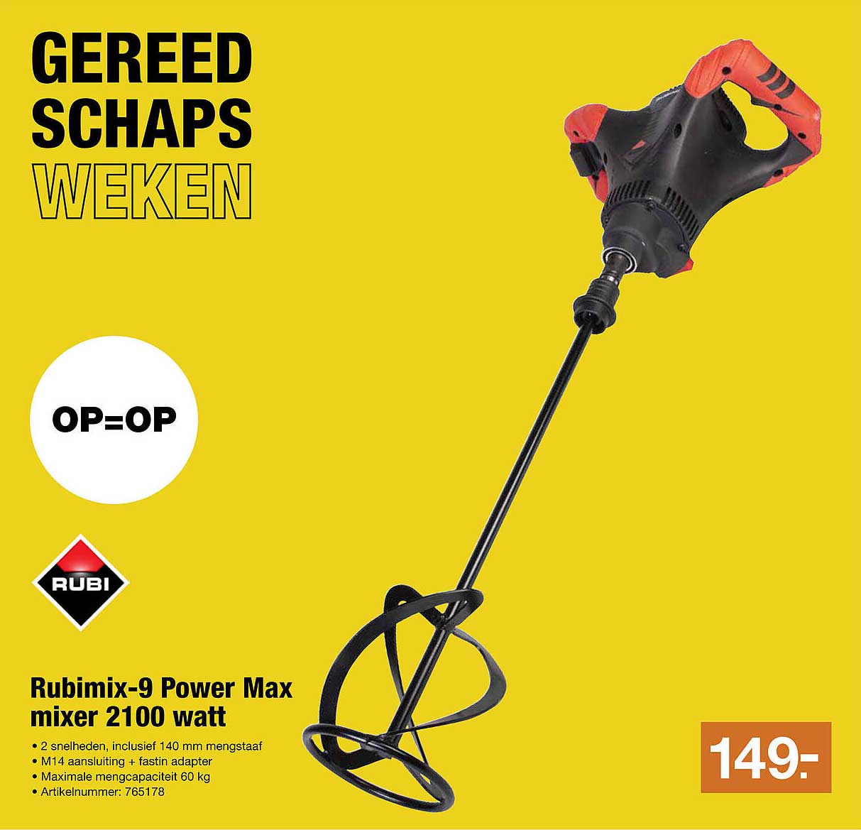 Rubi Rubimix-9 Power Max Mixer 2100 Watt Aanbieding bij Bouwmaat ...