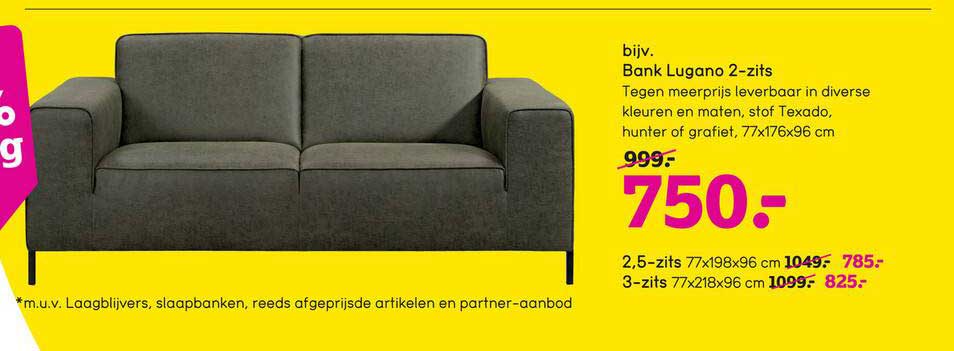 Bank Lugano 2-Zits Aanbieding bij Leen Bakker - 1Folders.nl