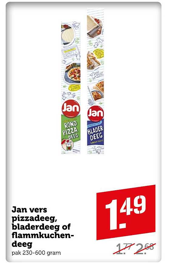 Jan Vers Pizzadeeg, Bladerdeeg Of Flammkuchendeeg Aanbieding bij Coop ...