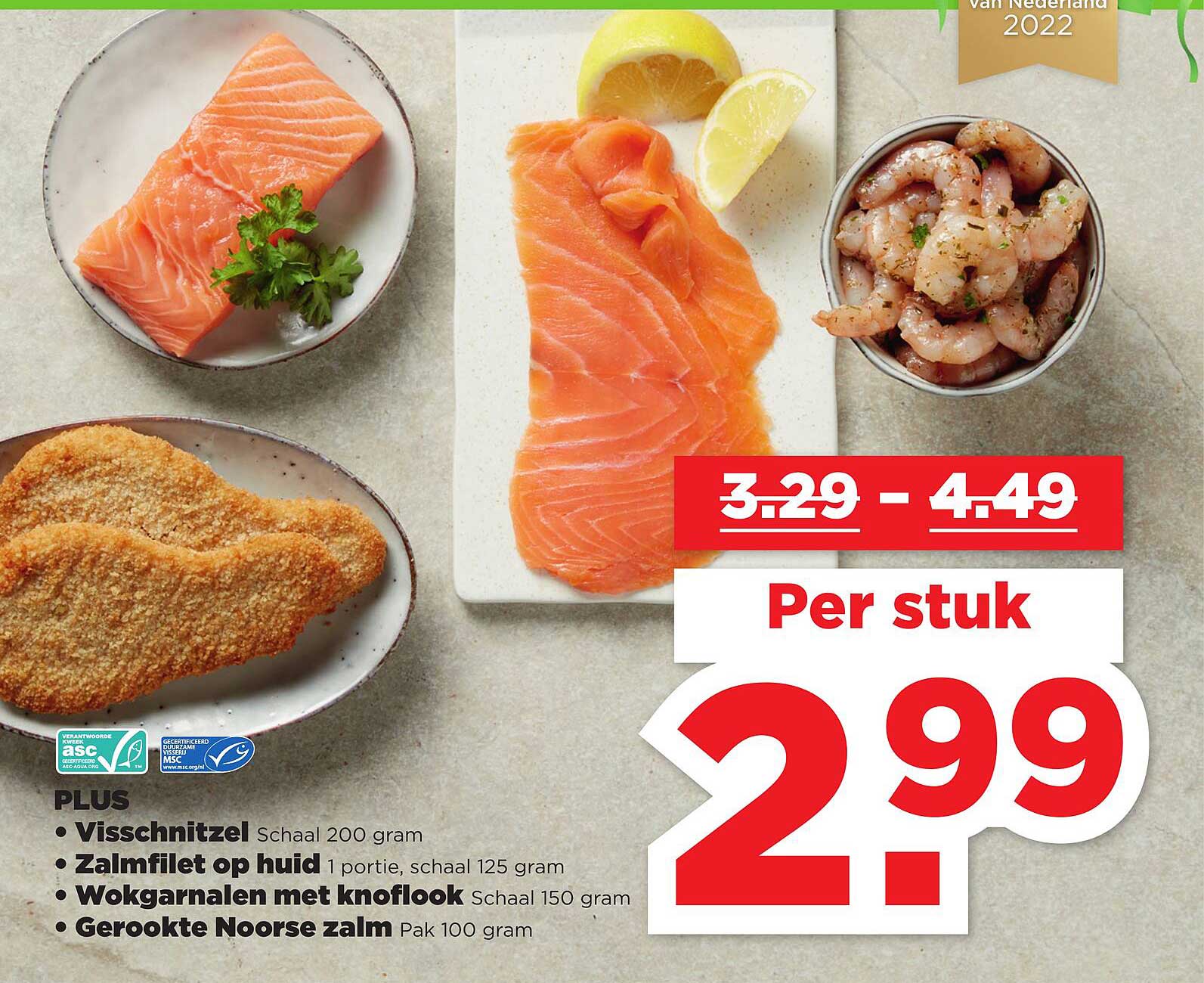 Plus Visschnitzel, Zalmfilet Op Huid, Wokgarnalen Met Knoflook Of ...