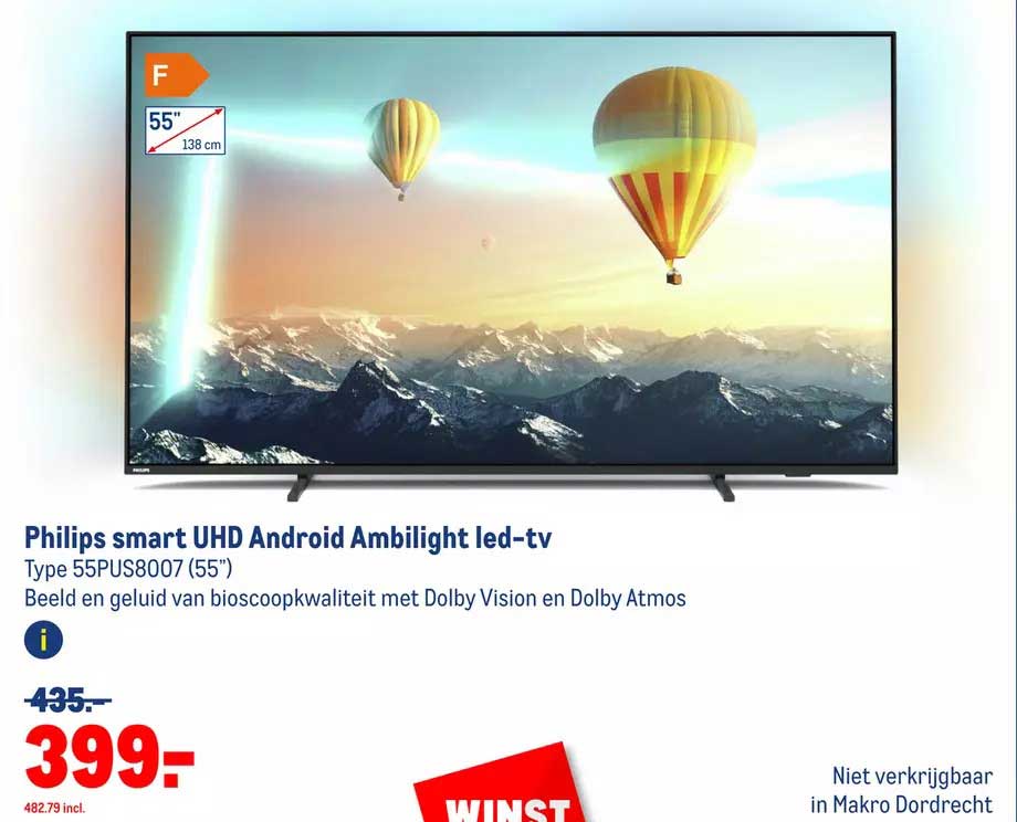 Philips Smart UHD Android Ambilight Led-TV Aanbieding bij Makro ...