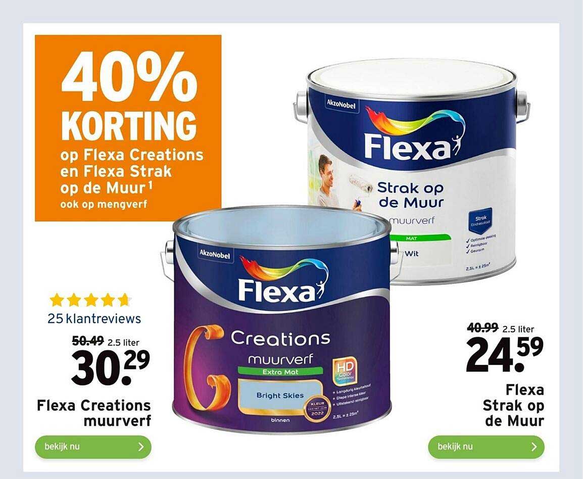 Flexa Creations Muurverf Of Flexa Strak Op De Muur 40% Korting ...