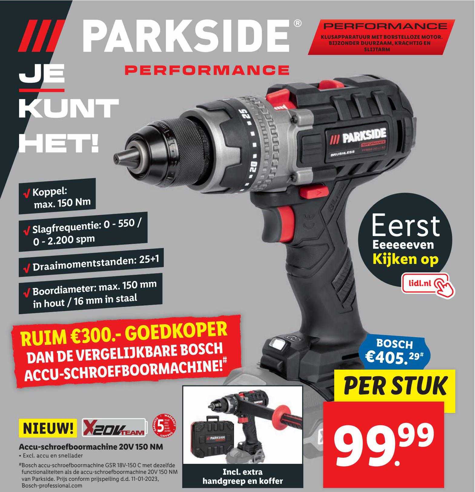 Parkside Accu-Schroefboormachine 20V 150 NM Aanbieding bij Lidl ...